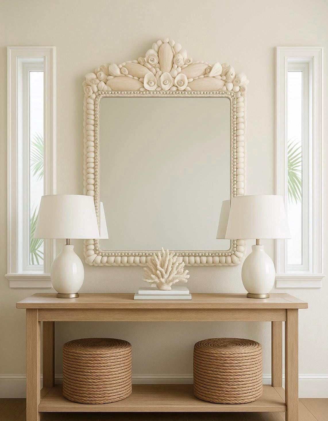 Handmade Seashell Mirror – “emma Pearlized Shell Mirror” Nautical ...