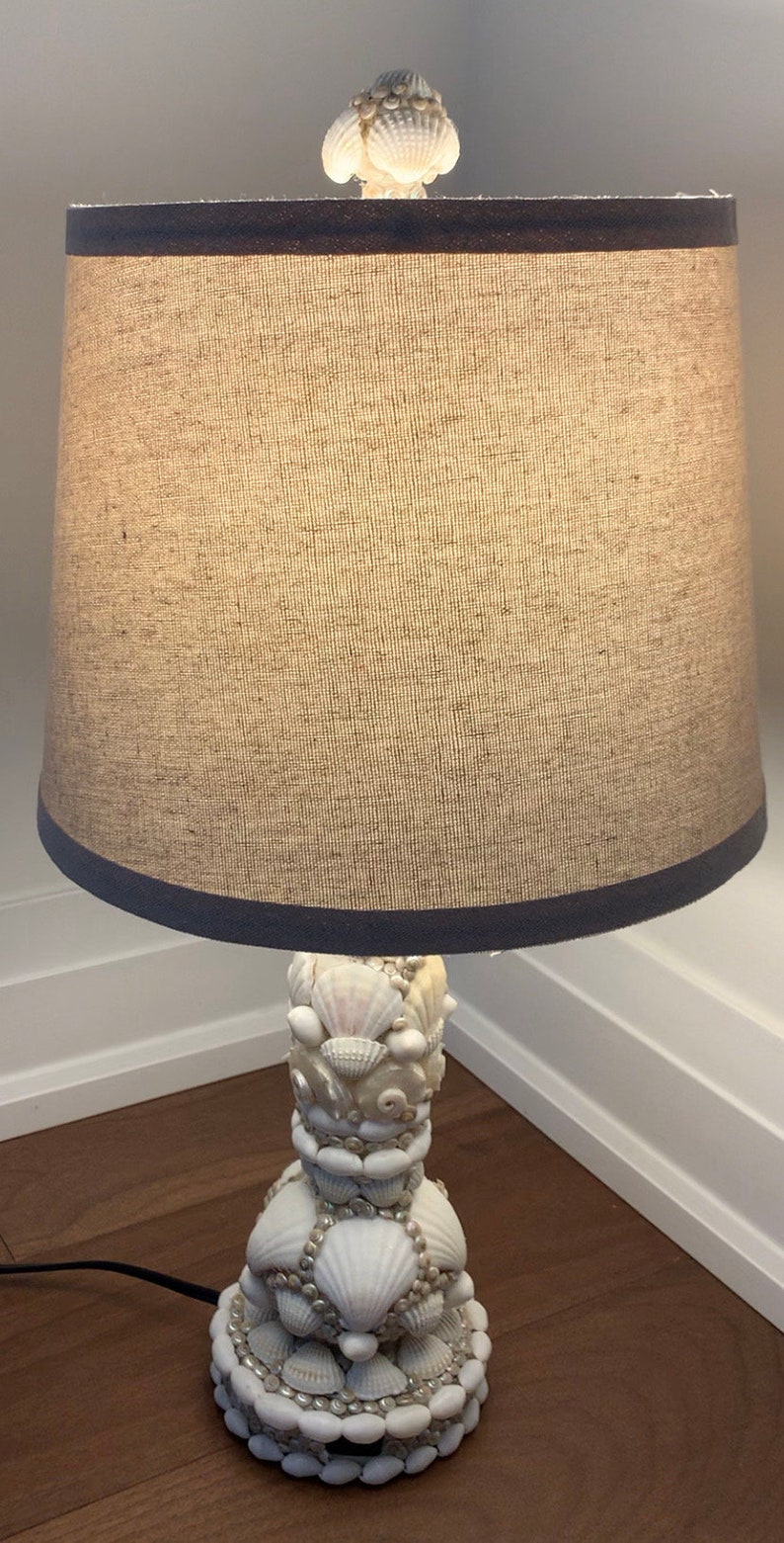 Seashell LAMP MIRROR Set Emma Decor Set Natural Sea Shell Table Lamp ...