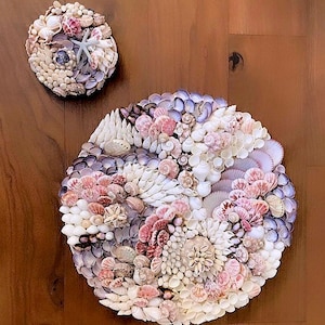 Seashell Wall Mosaic –“mermaids Gardens” Pink Purple Sea Shells ...