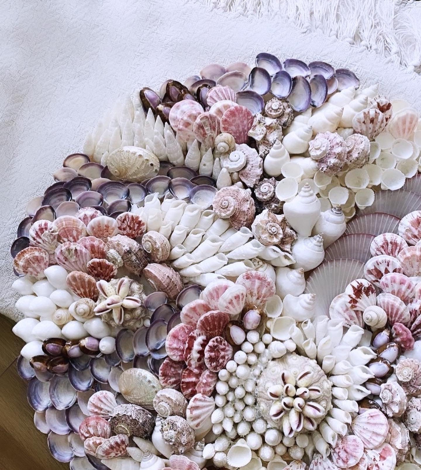 Seashell Wall Mosaic MERMAIDS GARDEN Hanging Sculpture Natural Pink ...