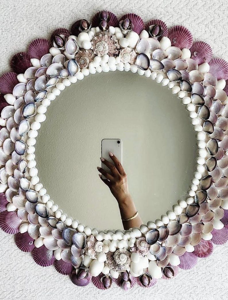 Beautiful Natural Violet Shell Mirror Rare Sea Shells Apple Blossom ...