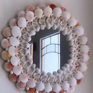 SUMMER BLOOMS Seashell Mirror Natural White Pink Yellow Orange Red ...