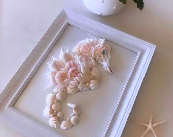 Seashell Seahorse Wall Art, 18 X 9 Coastal Wall Hanging, Seahorse Beach ...