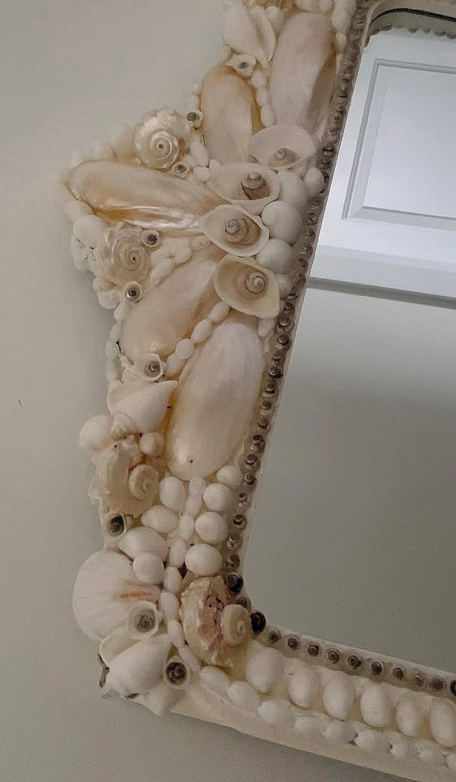 White Pearlized Seashell Mirror - EMMA SHELL MIRROR - Natural Sea Shell ...