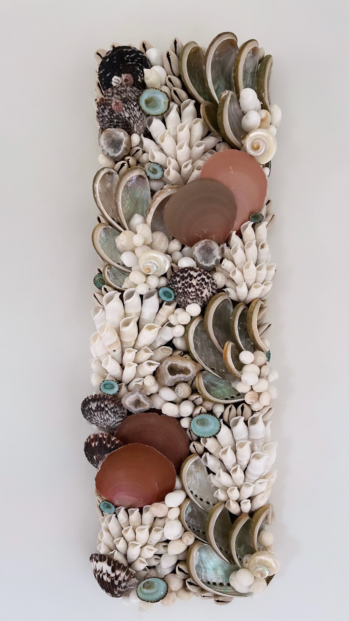 Shell & Crystal Wall Sculpture Natural Mosaic Blue Limpets Abalone ...