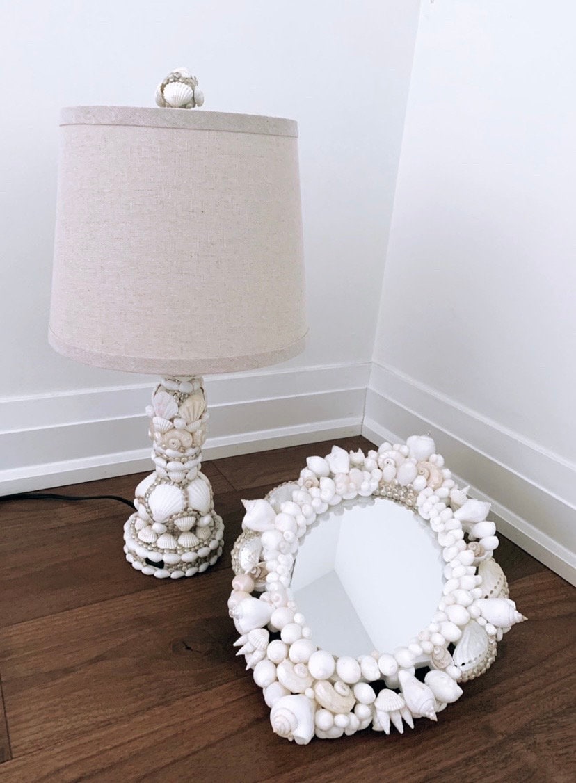 Seashell LAMP MIRROR Set Emma Decor Set Natural Sea Shell - Etsy