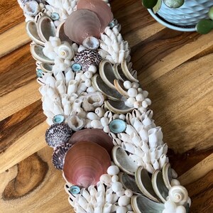 Shell & Crystal Wall Sculpture - Natural Mosaic Blue Limpets Abalone ...