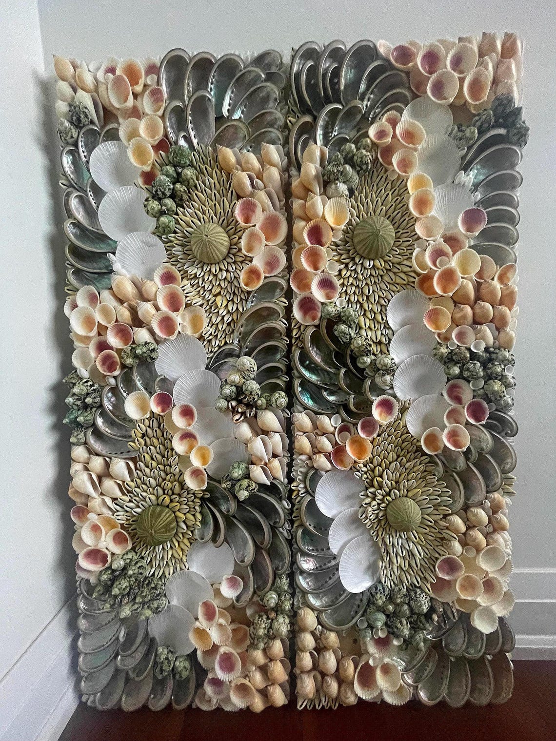 Sea Shell Wall Panels- Full Wall Mosaics All Natural Seashells Urchins ...