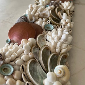 Shell & Crystal Wall Sculpture - Natural Mosaic Blue Limpets Abalone ...