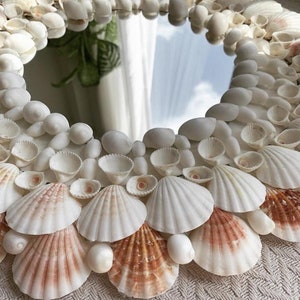 SUMMER BLOOMS Seashell Mirror Natural White Pink Yellow Orange Red ...