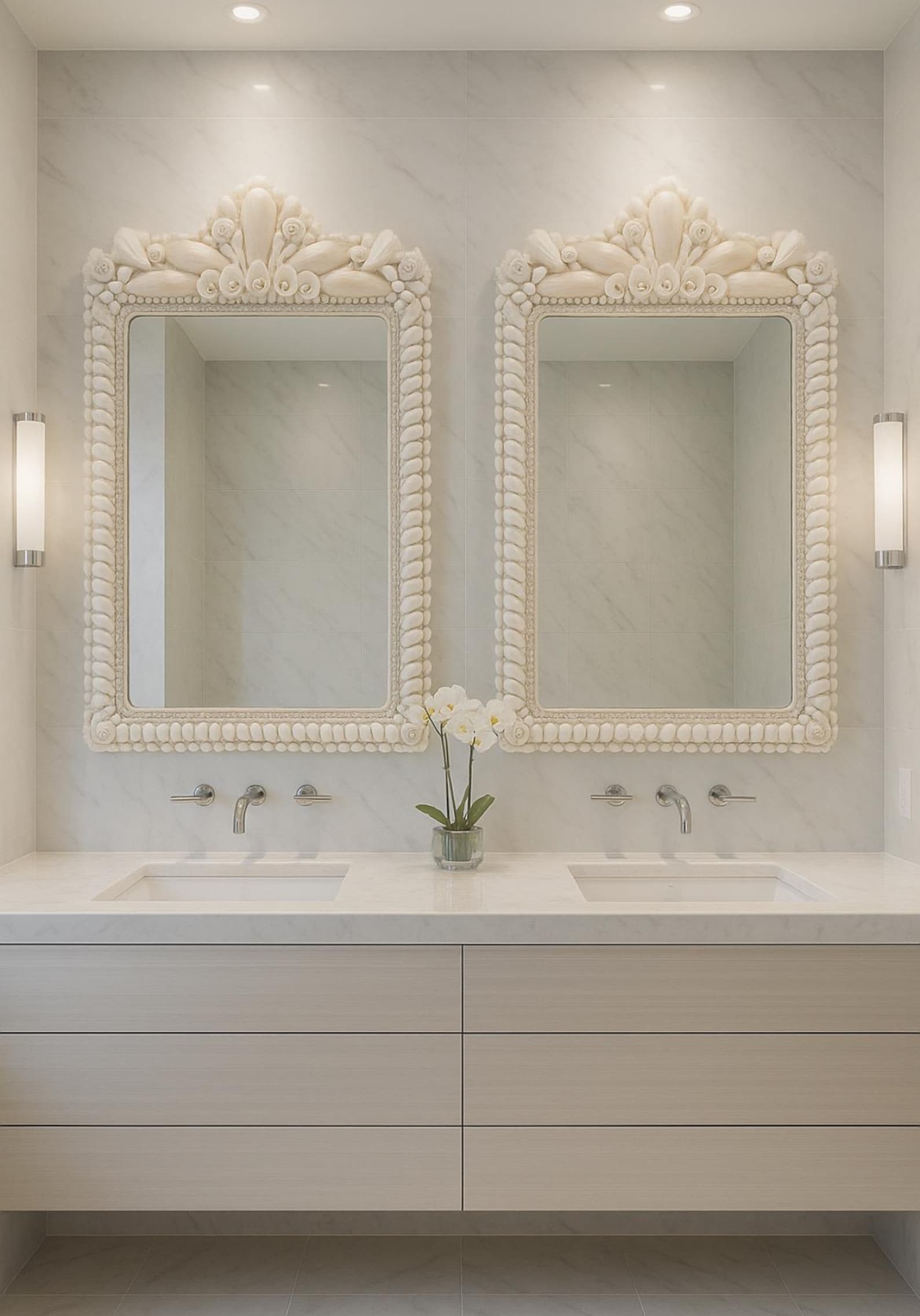 Handmade Seashell Mirror – “emma Pearlized Seashell Mirror” Coastal ...