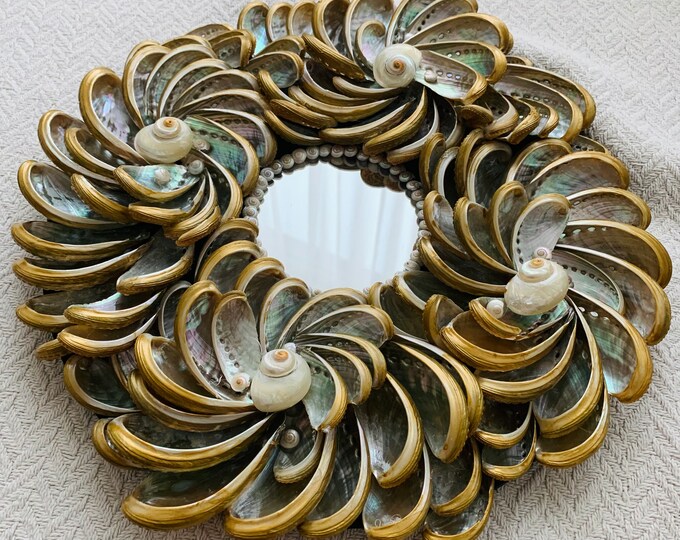 Seashell Mirror, Seashell Art, Hanging Shell Mirror, Shell Art, Coastal ...