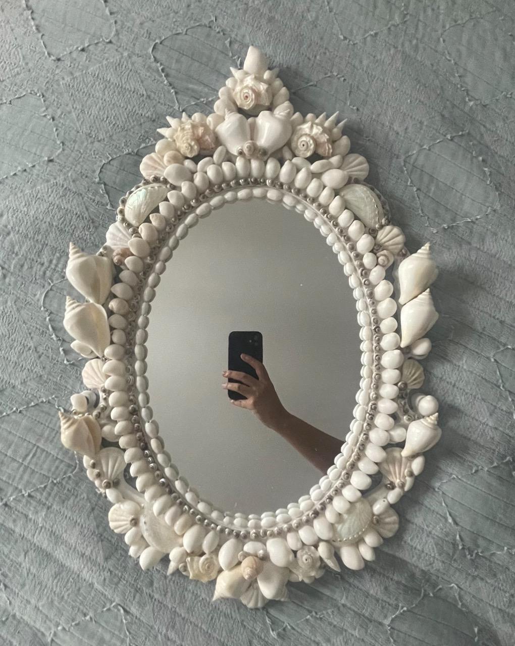 Handmade Seashell Mirror – “emma Pearlized Seashell Mirror” Coastal ...