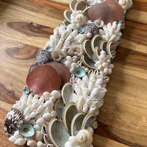 Shell & Crystal Wall Sculpture - Natural Mosaic Blue Limpets Abalone ...