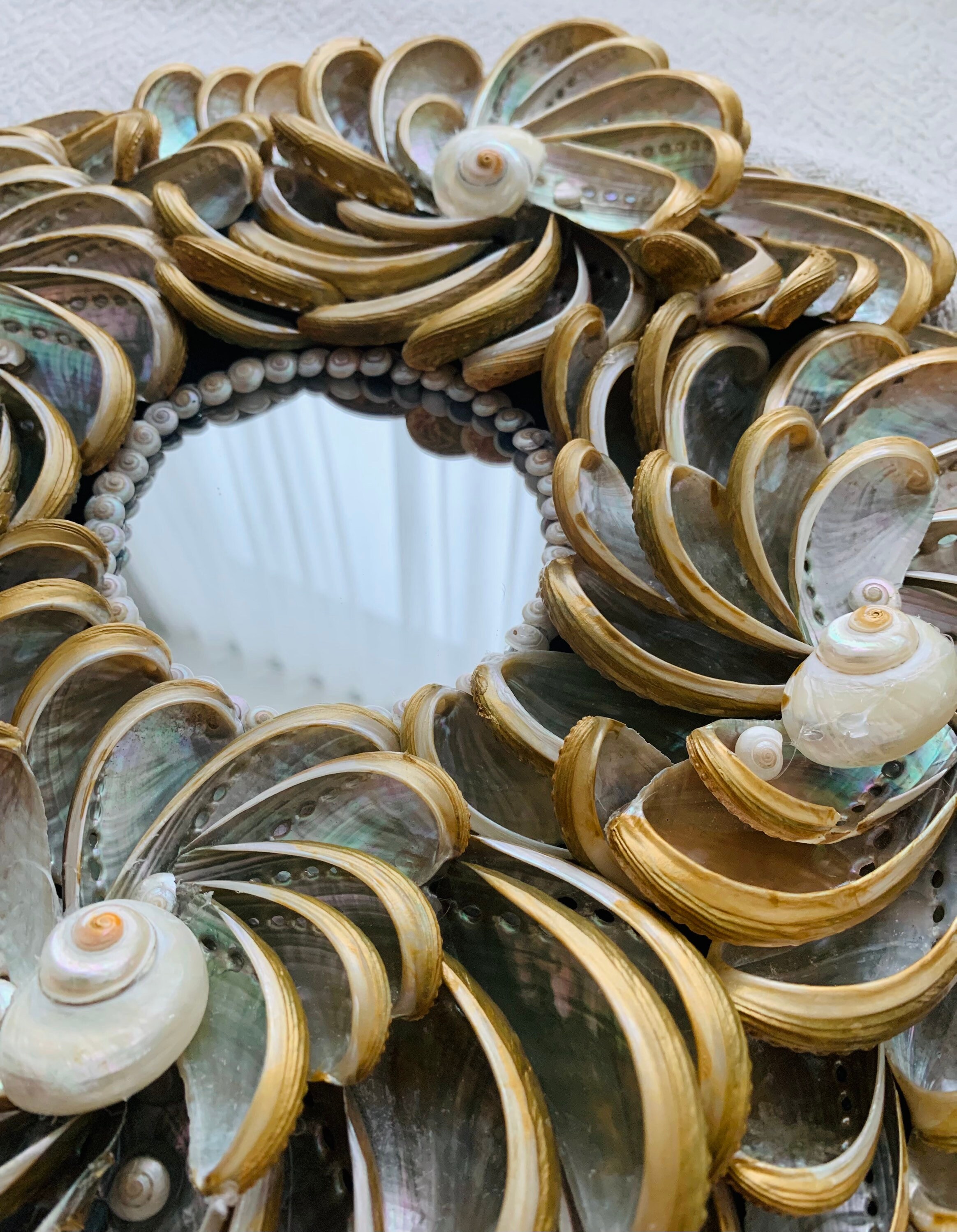 EVELYN ABALONE MIRROR Seashell Wall Décor Natural Silver Pearlized ...