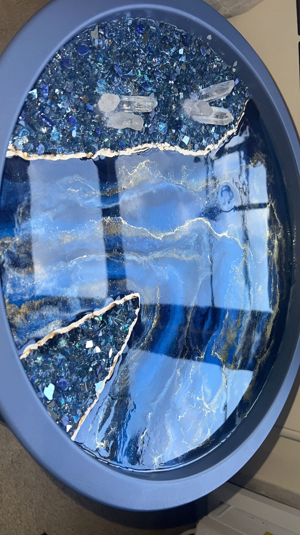 Lapis Lazuli End Table, Epoxy Resin With Quartz - Etsy