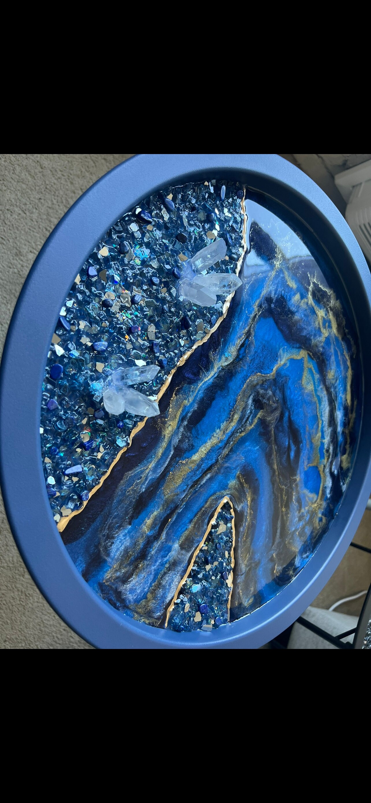 Lapis Lazuli End Table, Epoxy Resin With Quartz - Etsy