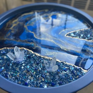 Lapis Lazuli End Table, Epoxy Resin With Quartz - Etsy