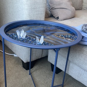 Lapis Lazuli End Table, Epoxy Resin With Quartz - Etsy