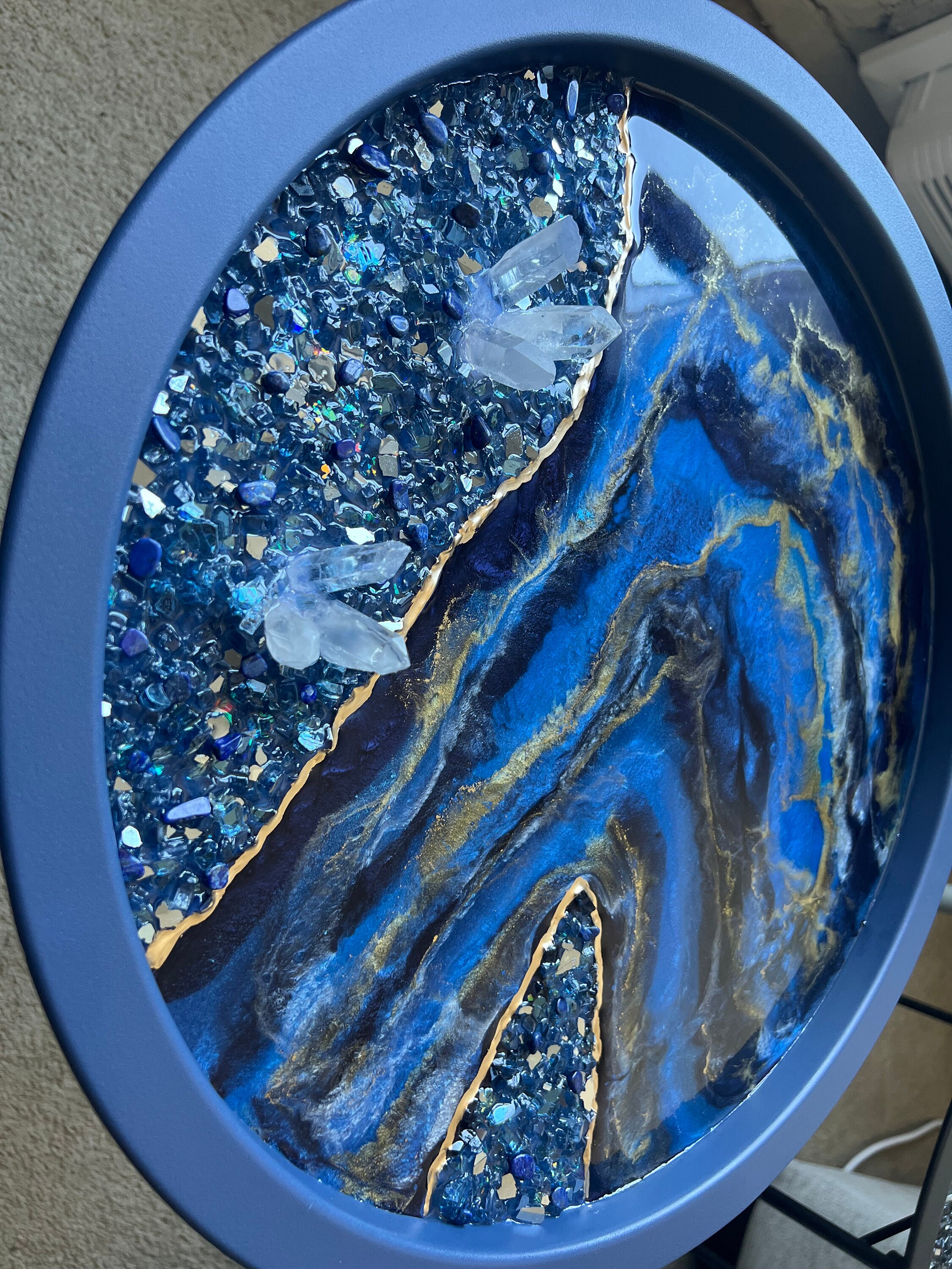 Lapis Lazuli End Table, Epoxy Resin With Quartz - Etsy