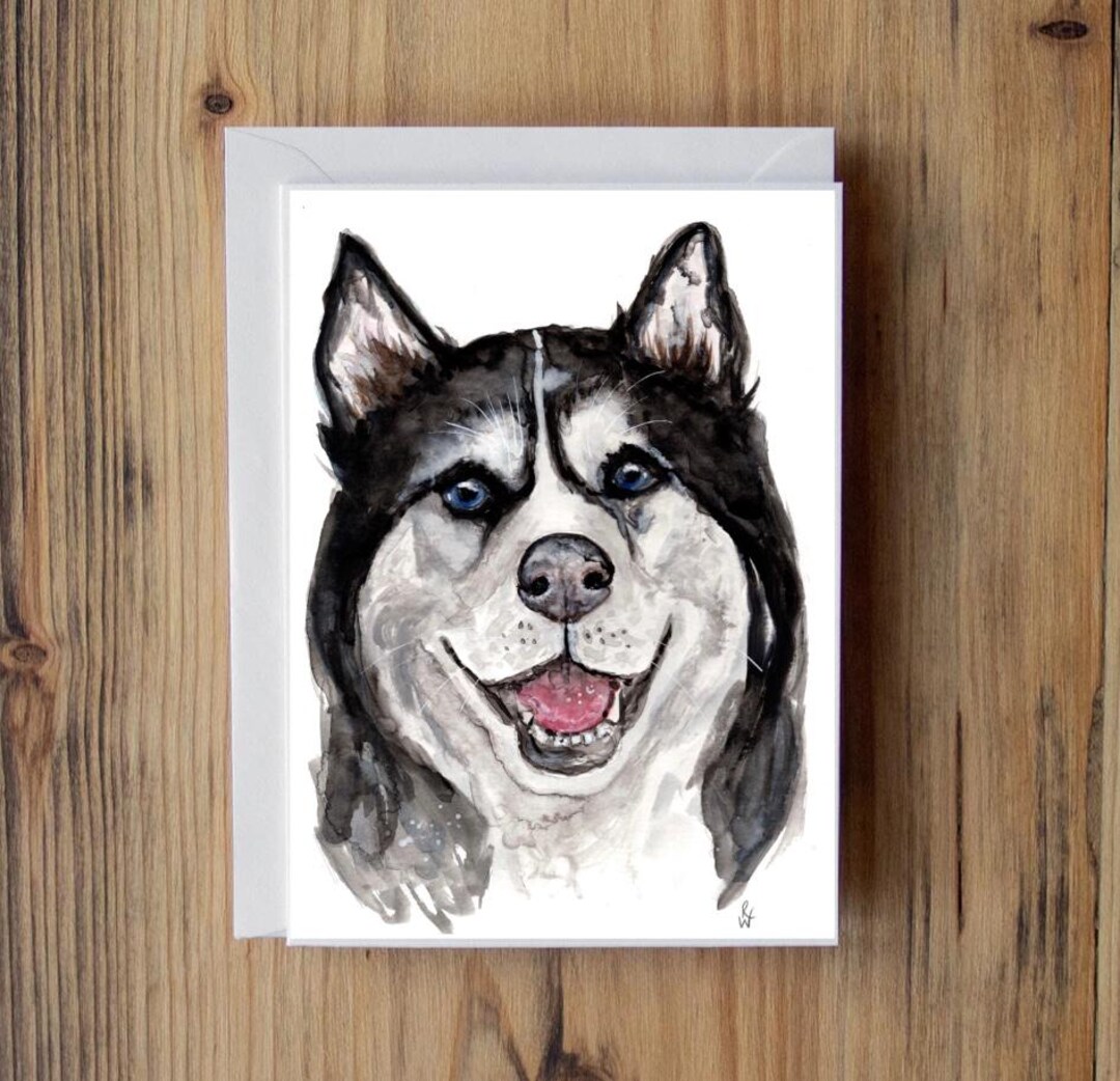 Husky Card, Dog Card, Birthday Card, Greeting Card, Animal Card, Dog ...