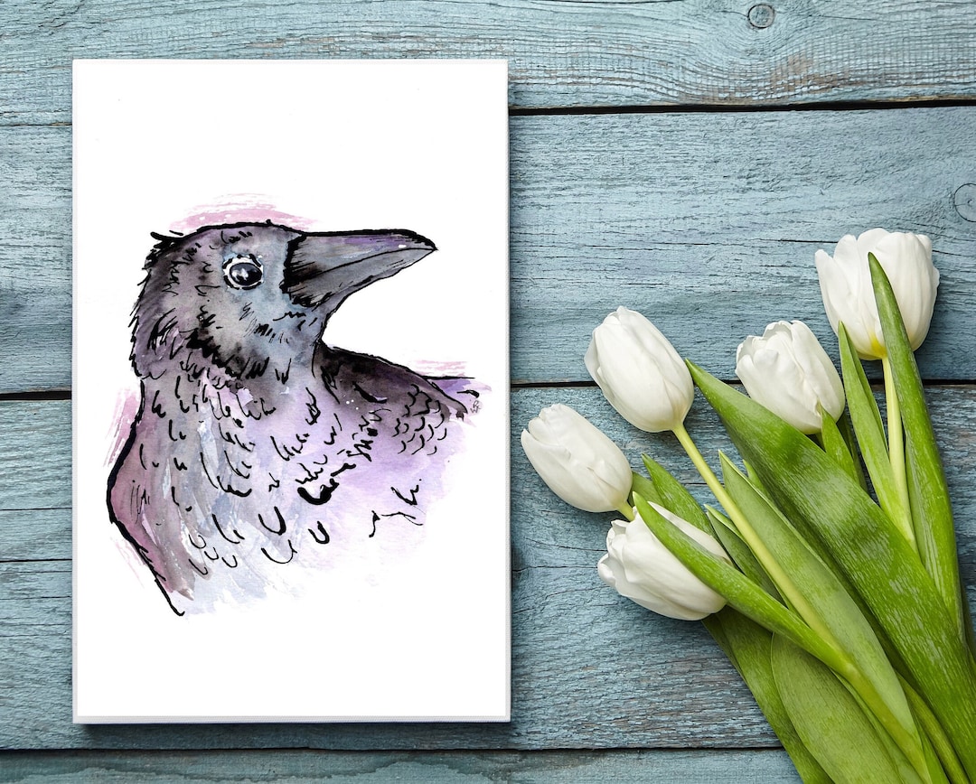Crow Greeting Card, Birthday Card, Thank You Card, Special Card, Bird ...