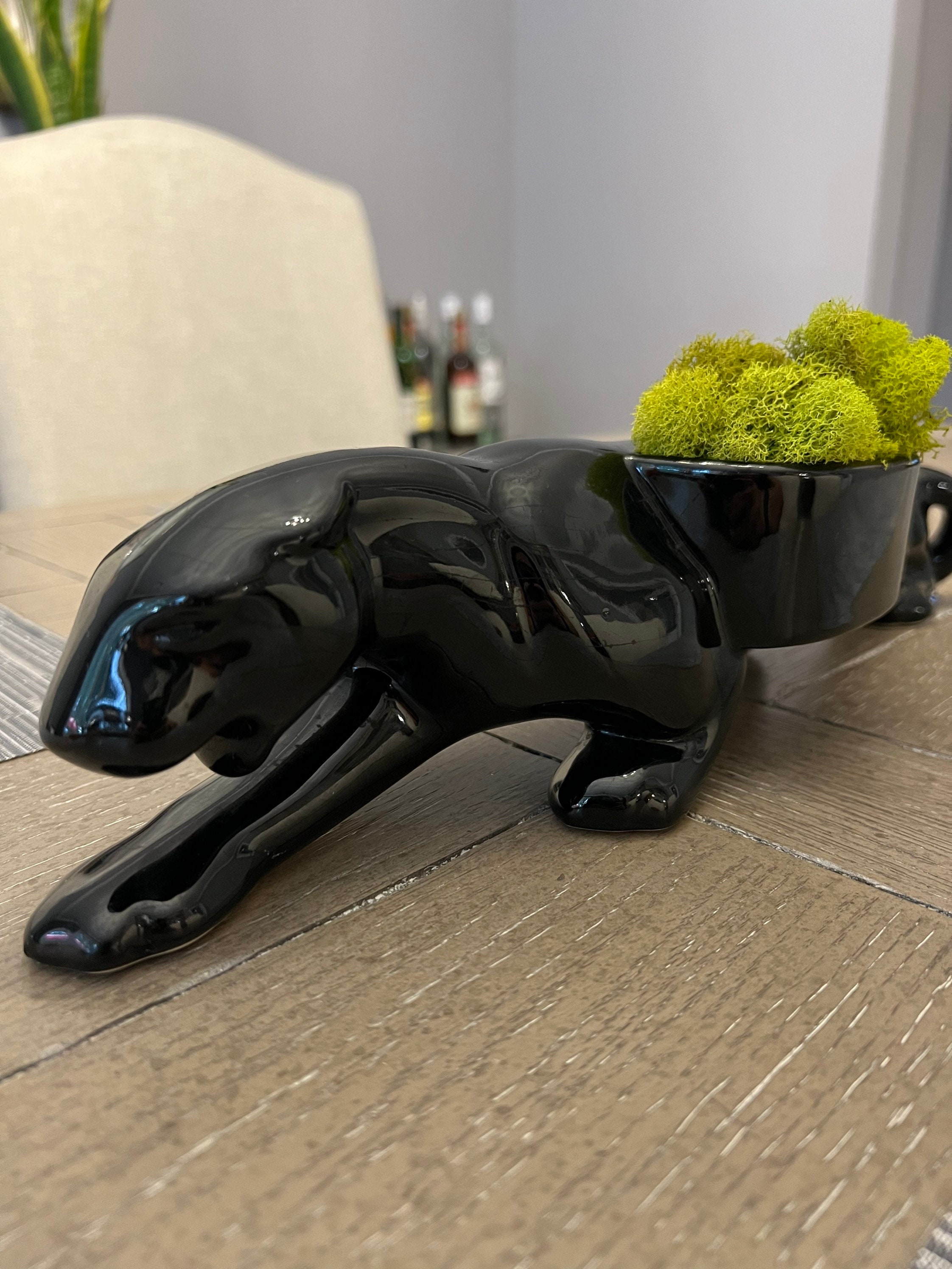 Vintage Ceramic Black Panther Figurine and Planter - Etsy