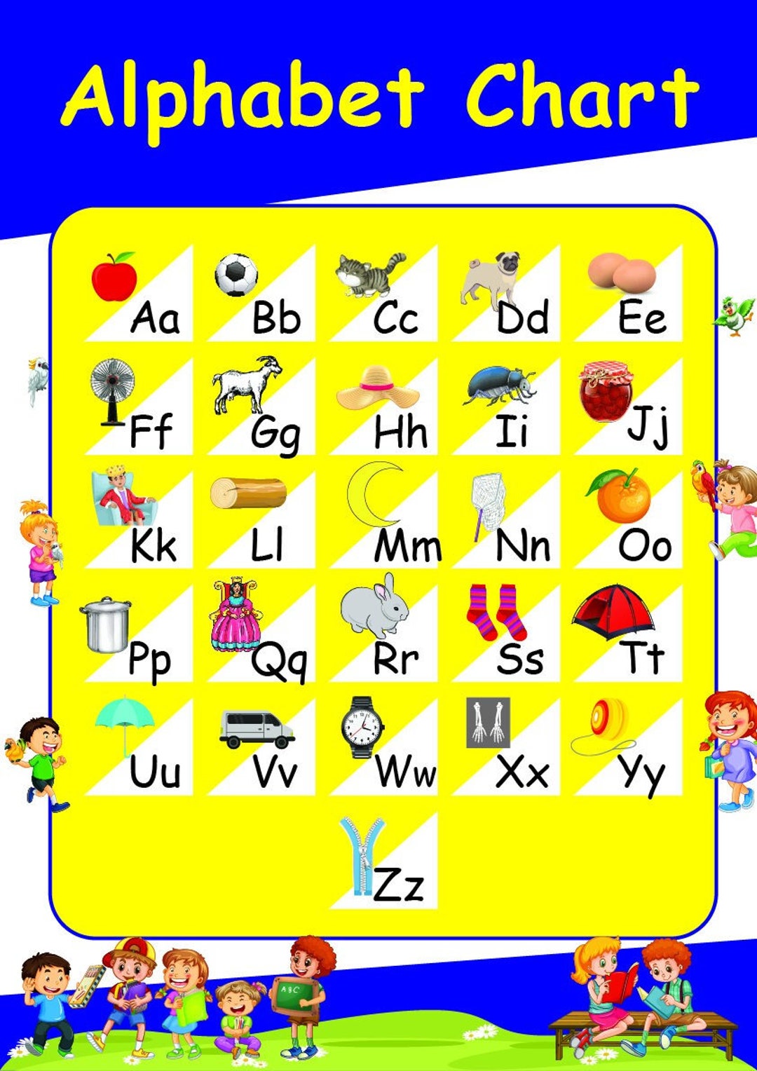 Alphabet Poster With Picture A3 Alphabet Poster Learn Letters Learning ...
