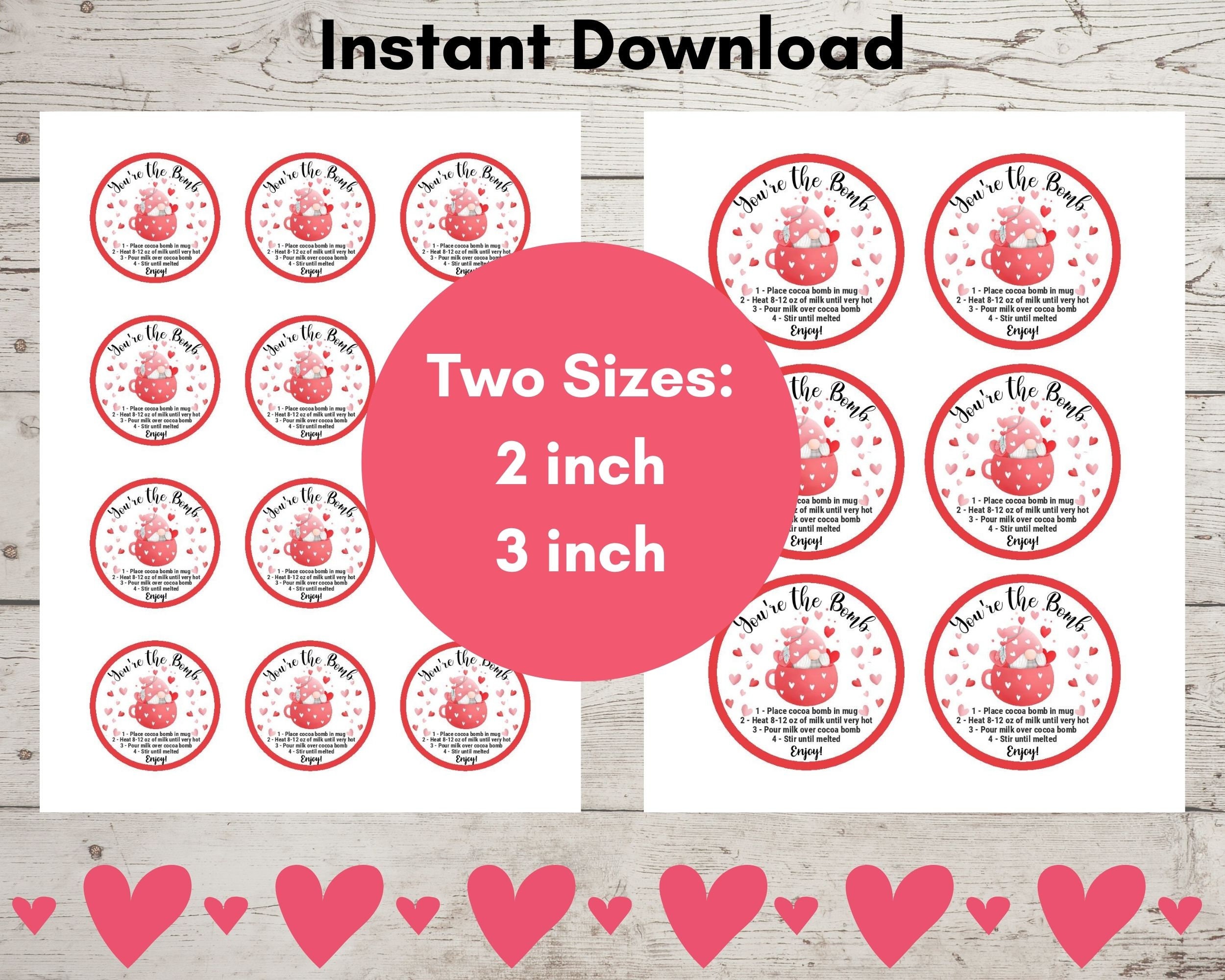 Hot Cocoa Bomb Tags, You Are the Bomb Valentine Tag, Valentine Gnome ...
