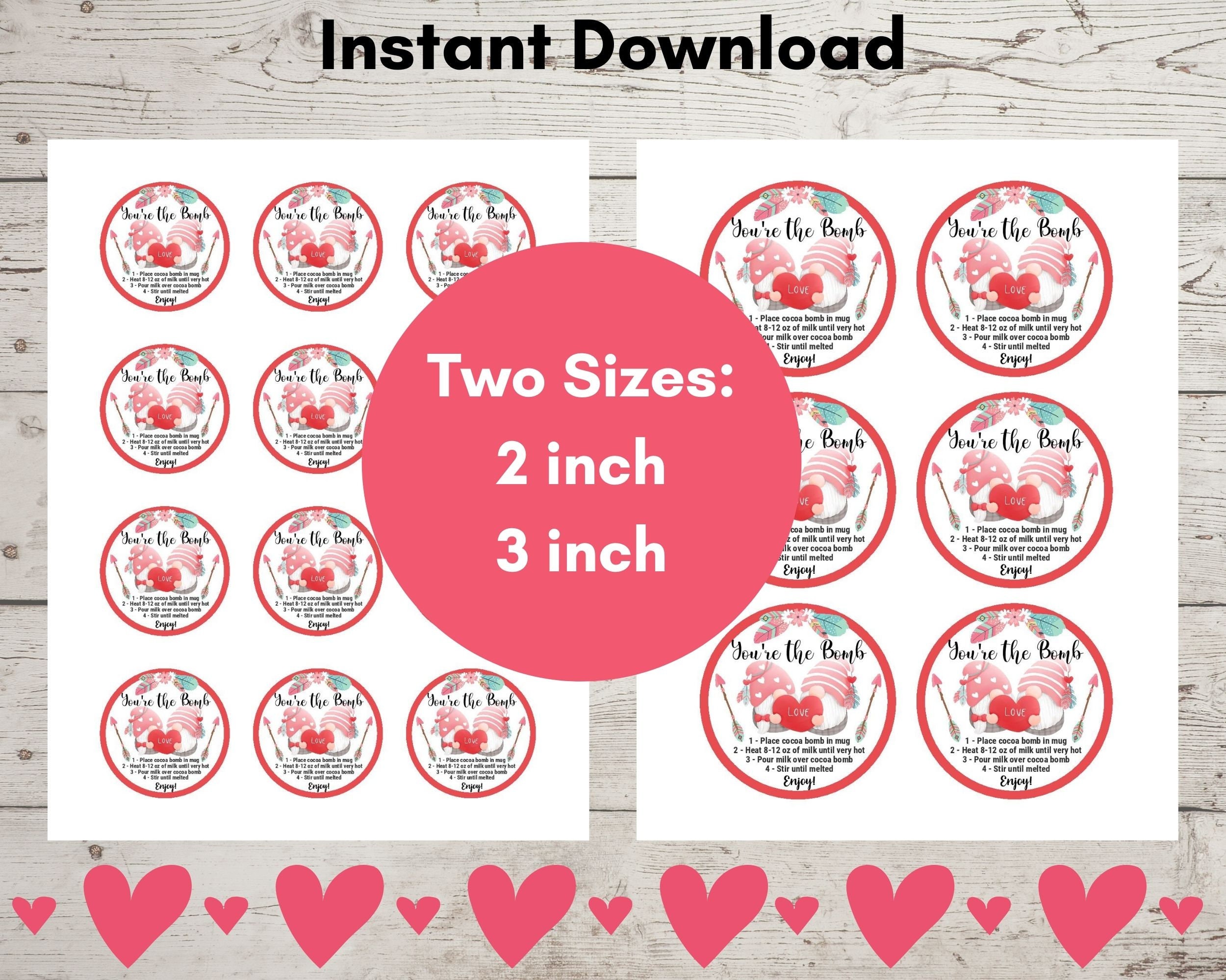 Hot Cocoa Bomb Tags, You Are the Bomb Valentine Tag, Valentine Gnome ...