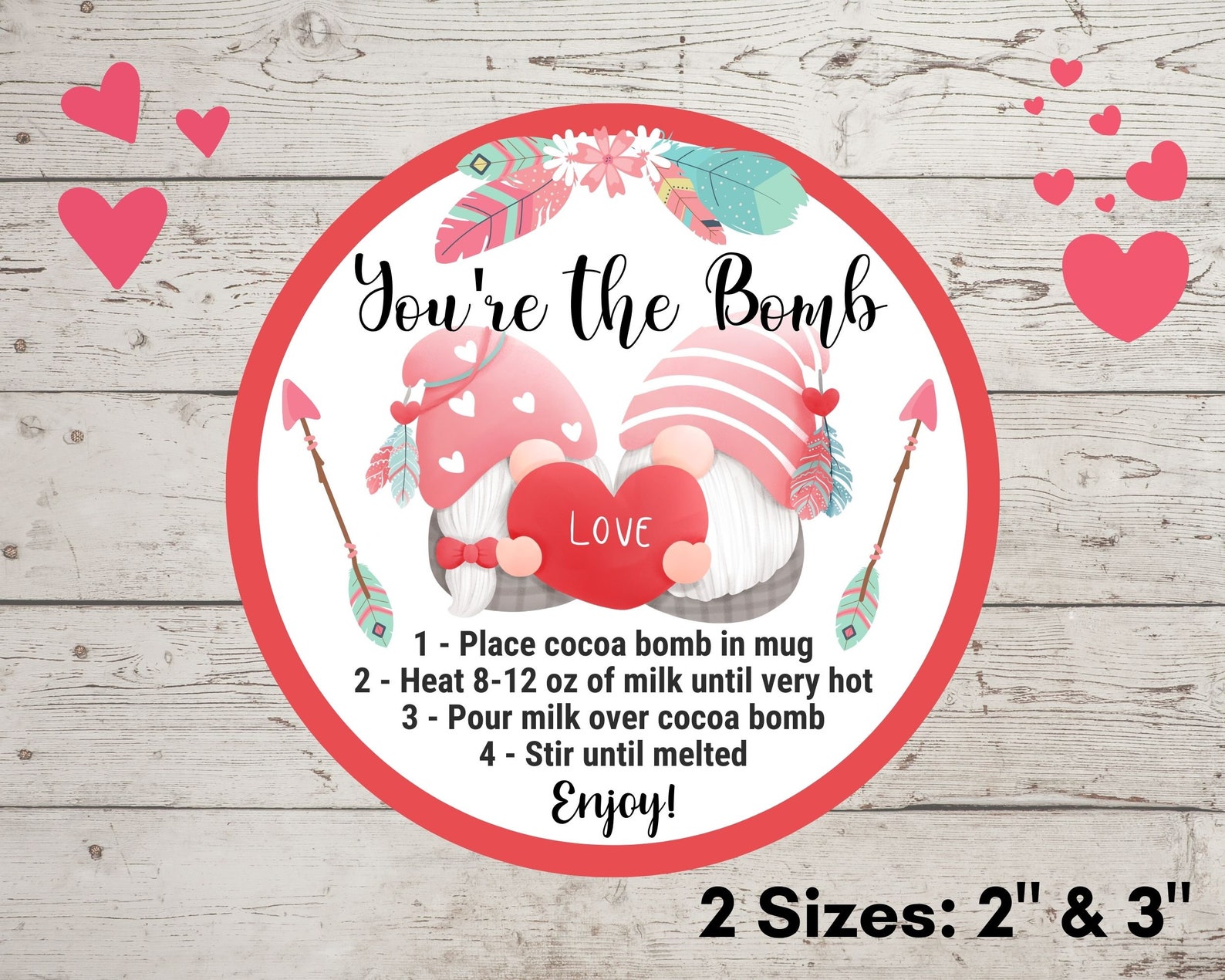 Hot Cocoa Bomb Tags, You Are the Bomb Valentine Tag, Valentine Gnome ...