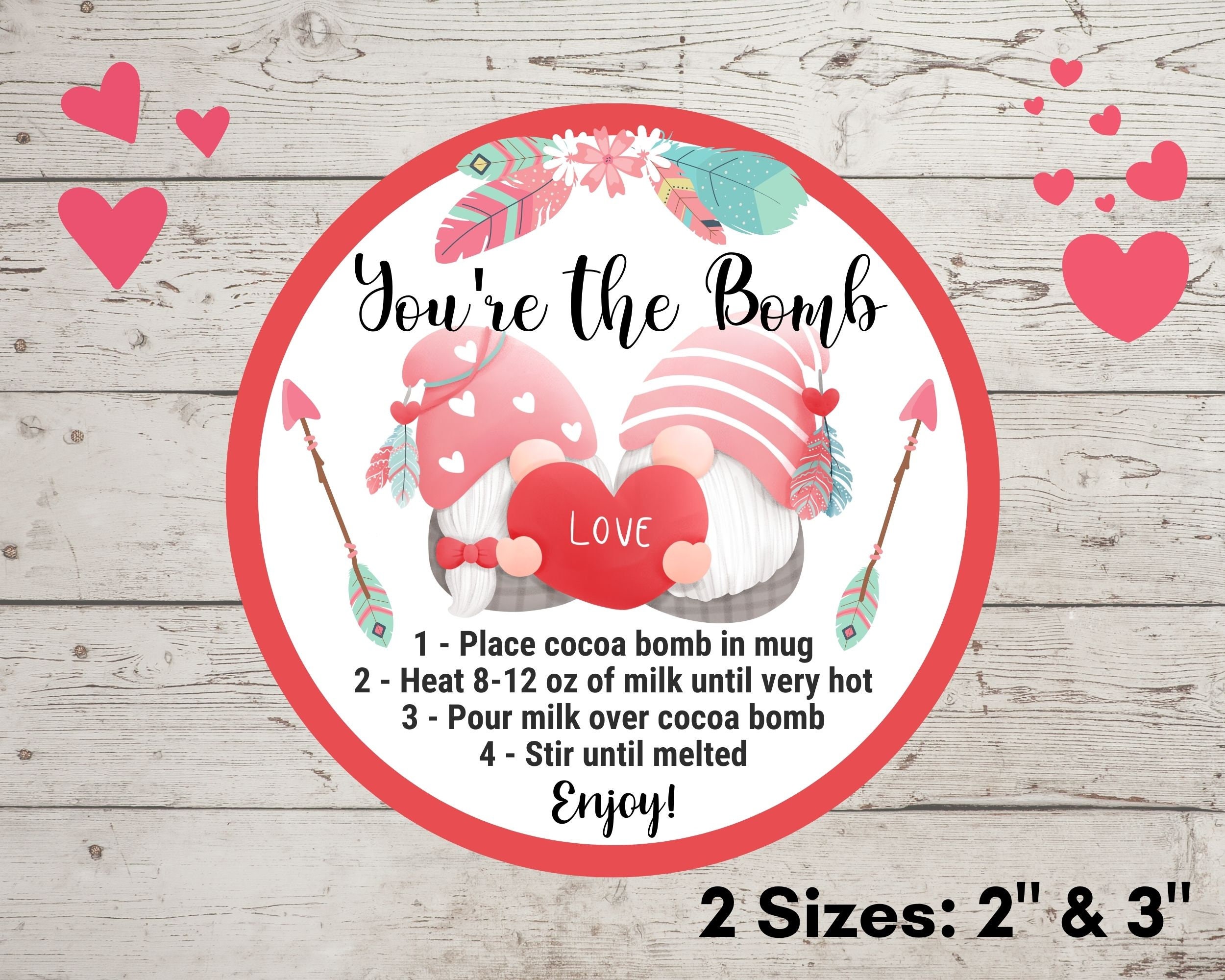 Hot Cocoa Bomb Tags, You Are the Bomb Valentine Tag, Valentine Gnome ...