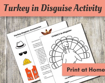 Turkey in Disguise Printable Thanksgiving Activity Worksheet - Etsy