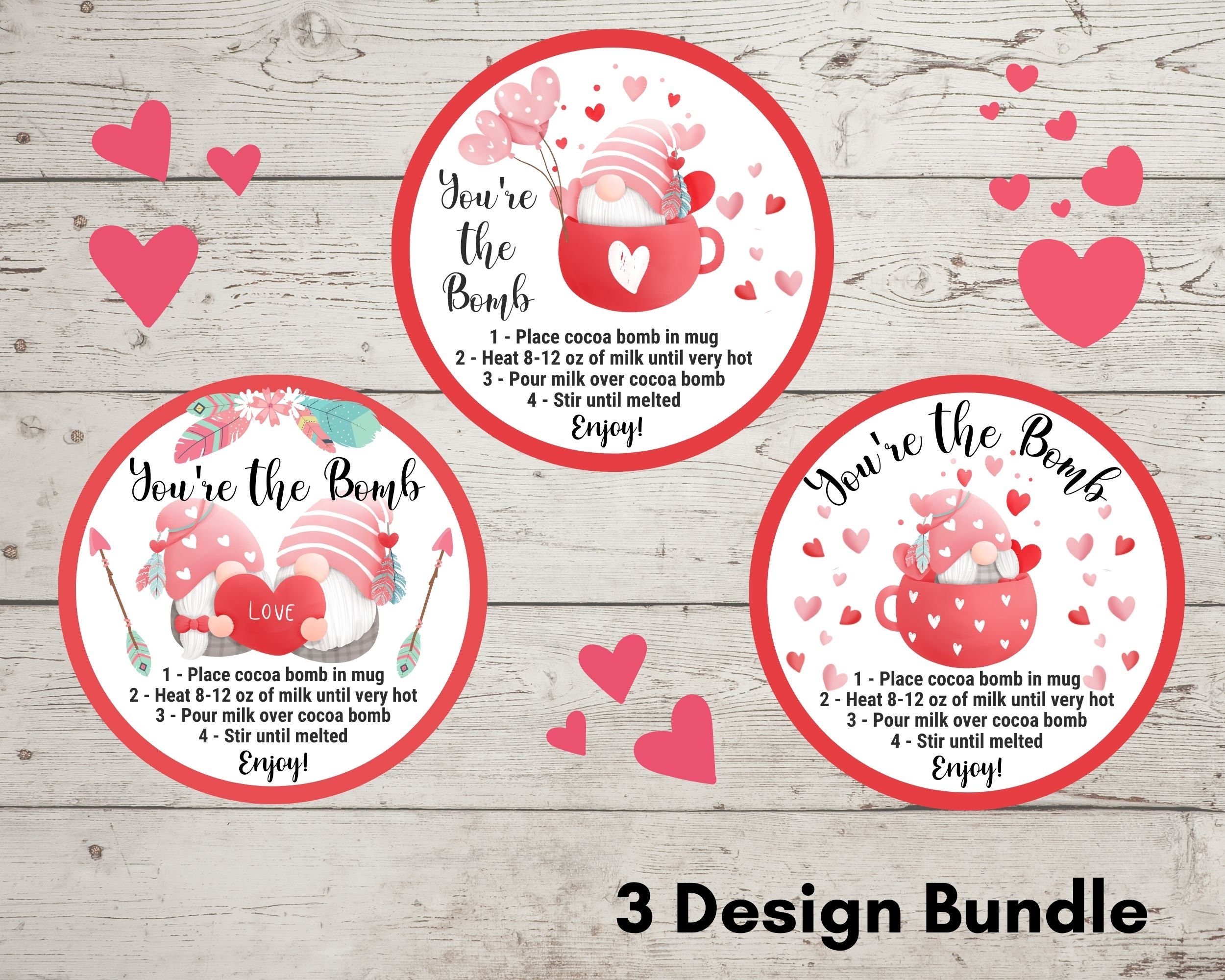 You're the Bomb Tags Bundle, Hot Cocoa Bomb Tags, Valentine Tag ...