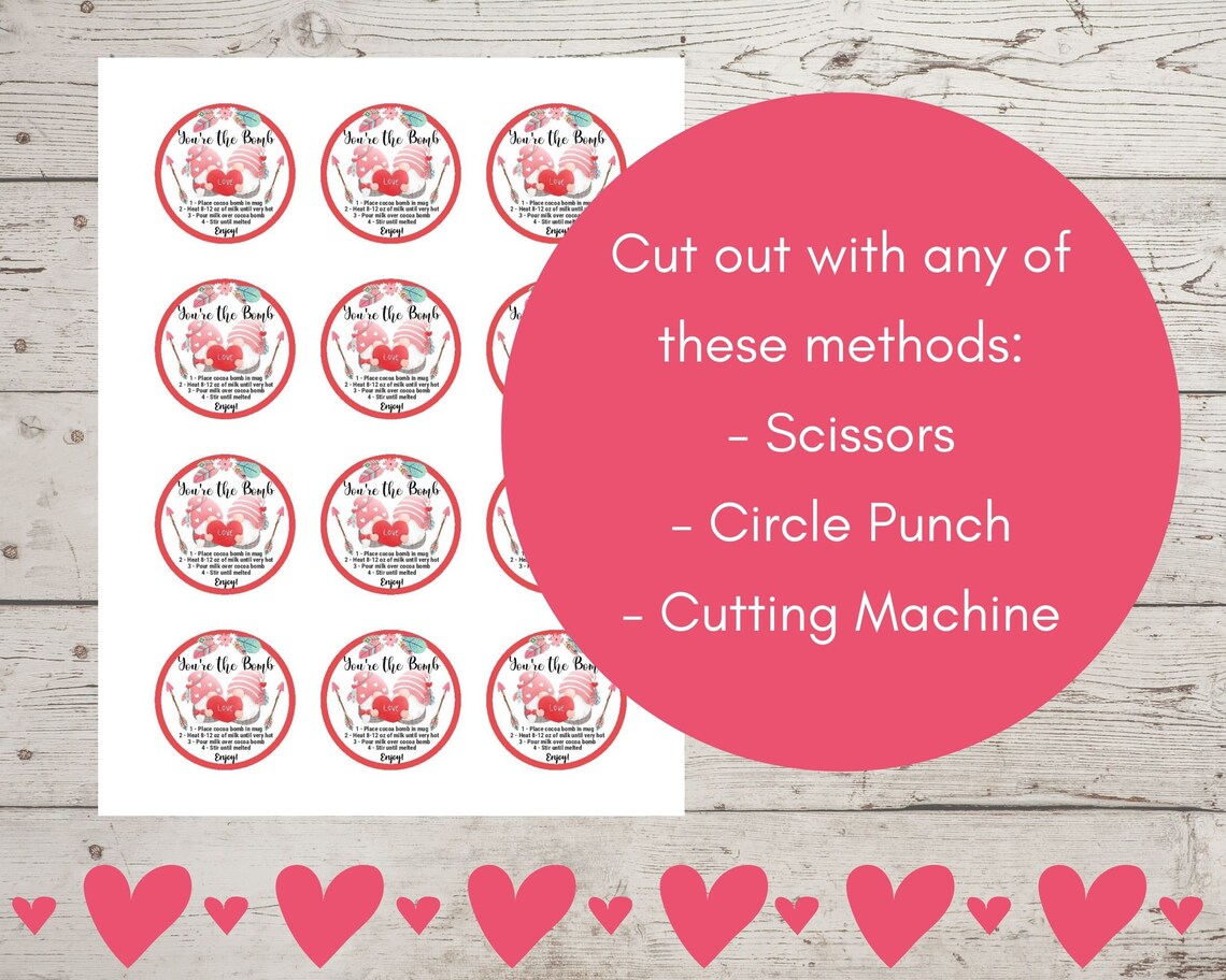 Hot Cocoa Bomb Tags, You Are the Bomb Valentine Tag, Valentine Gnome ...