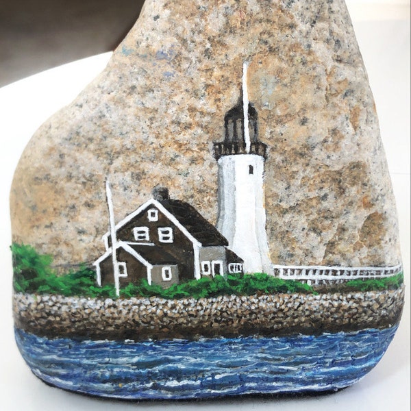 Lighthouse Painted Rock - Etsy