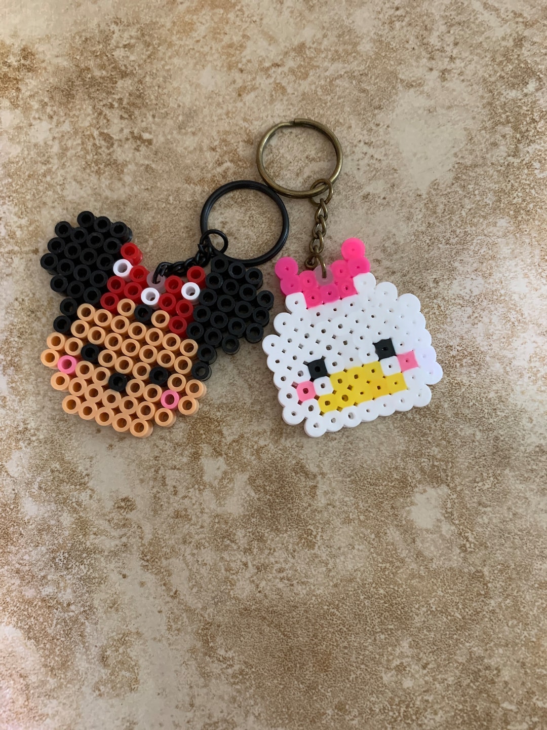 Disney Minnie and Daisy Perler Bead Keychains - Etsy