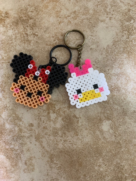 Disney Minnie and Daisy Perler Bead Keychains - Etsy