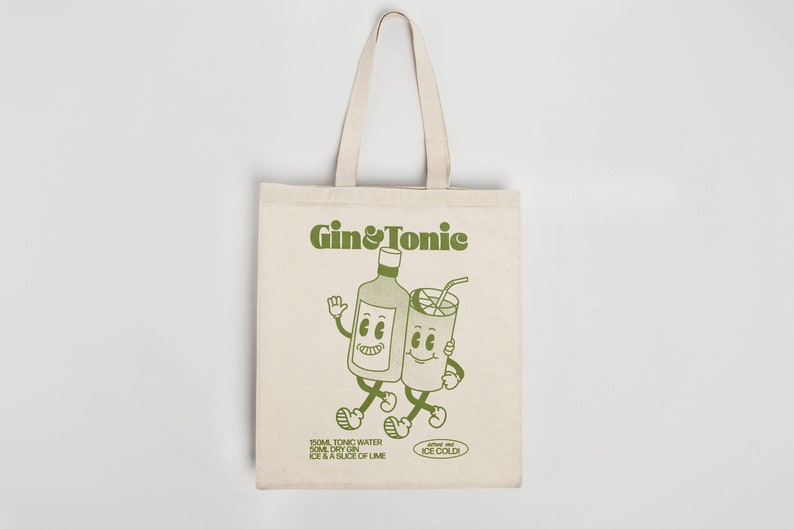 GIN AND TONIC Tote Bag Heavyweight Organic Cotton Reusable - Etsy
