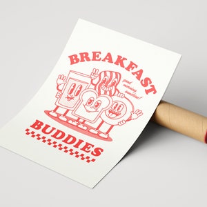 BREAKFAST BUDDIES Print | Retro Wall Art | Cute Illustration | Cartoon ...