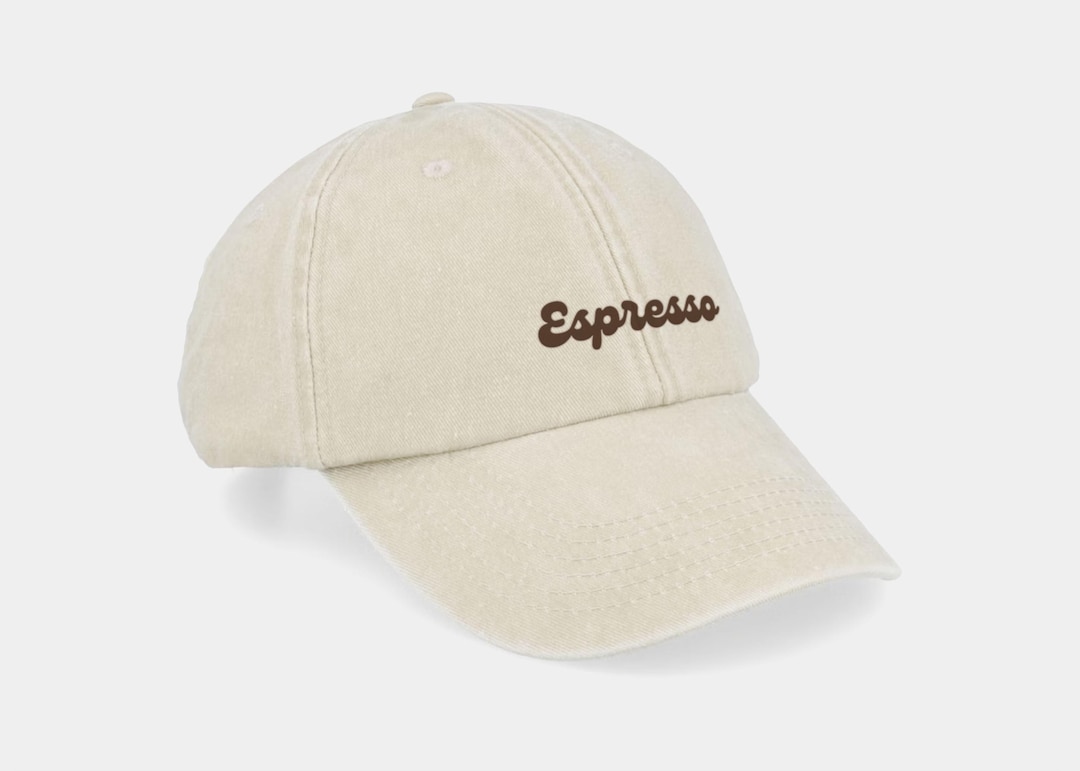 ESPRESSO Embroidered Cap | Vintage Dad Cap | Beige Washed Cap | Unisex ...