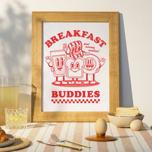 BREAKFAST BUDDIES Print | Retro Wall Art | Cute Illustration | Cartoon ...
