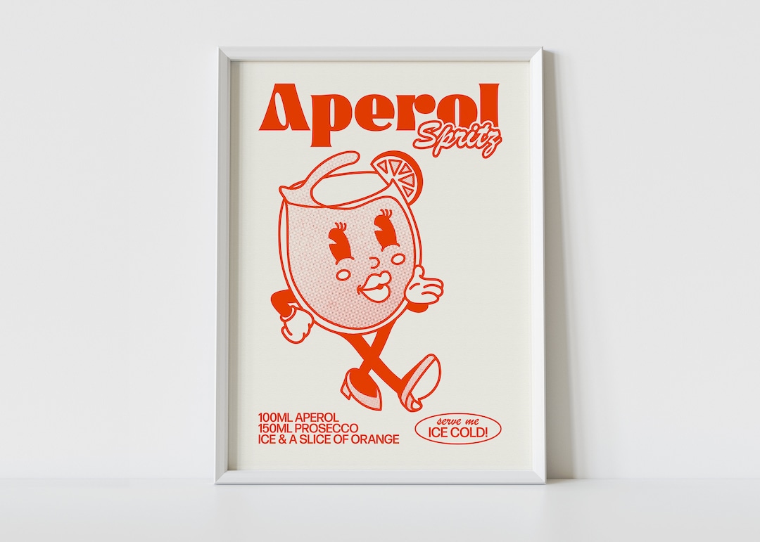 APEROL SPRITZ Print | A4 | A3 | A2 | Retro Cocktail Wall Art | Cute ...