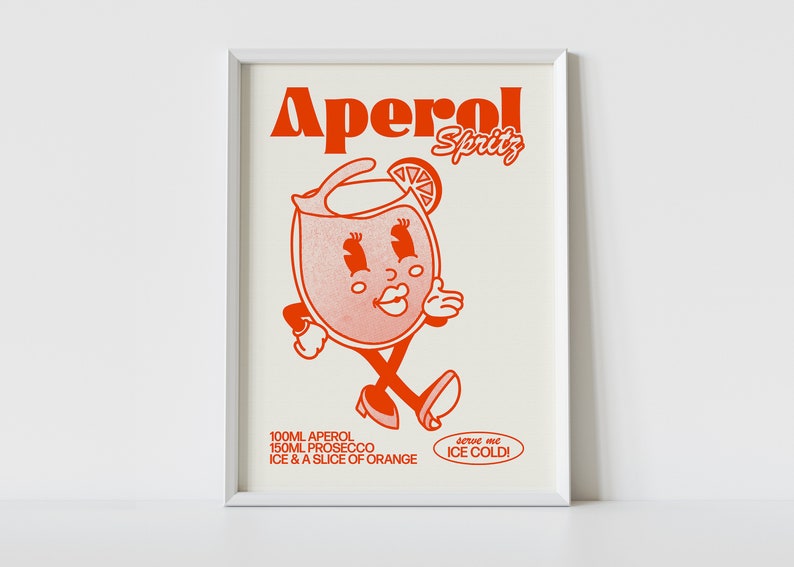 APEROL SPRITZ Print A4 A3 A2 Retro Cocktail Wall Art - Etsy