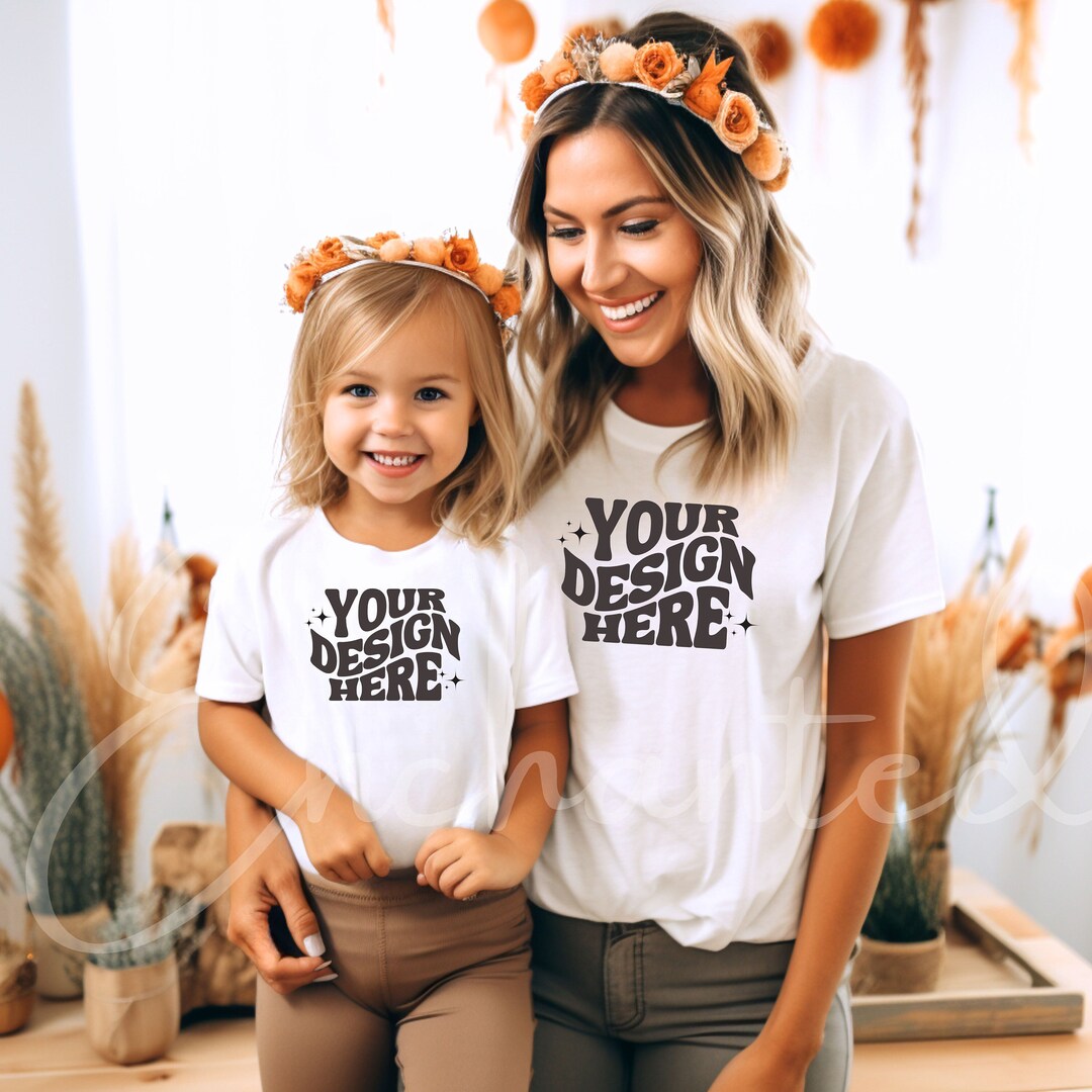 Mommy and Me Mockup Kids Bella Canvas 3001T White T-shirt Mockup Kids T ...
