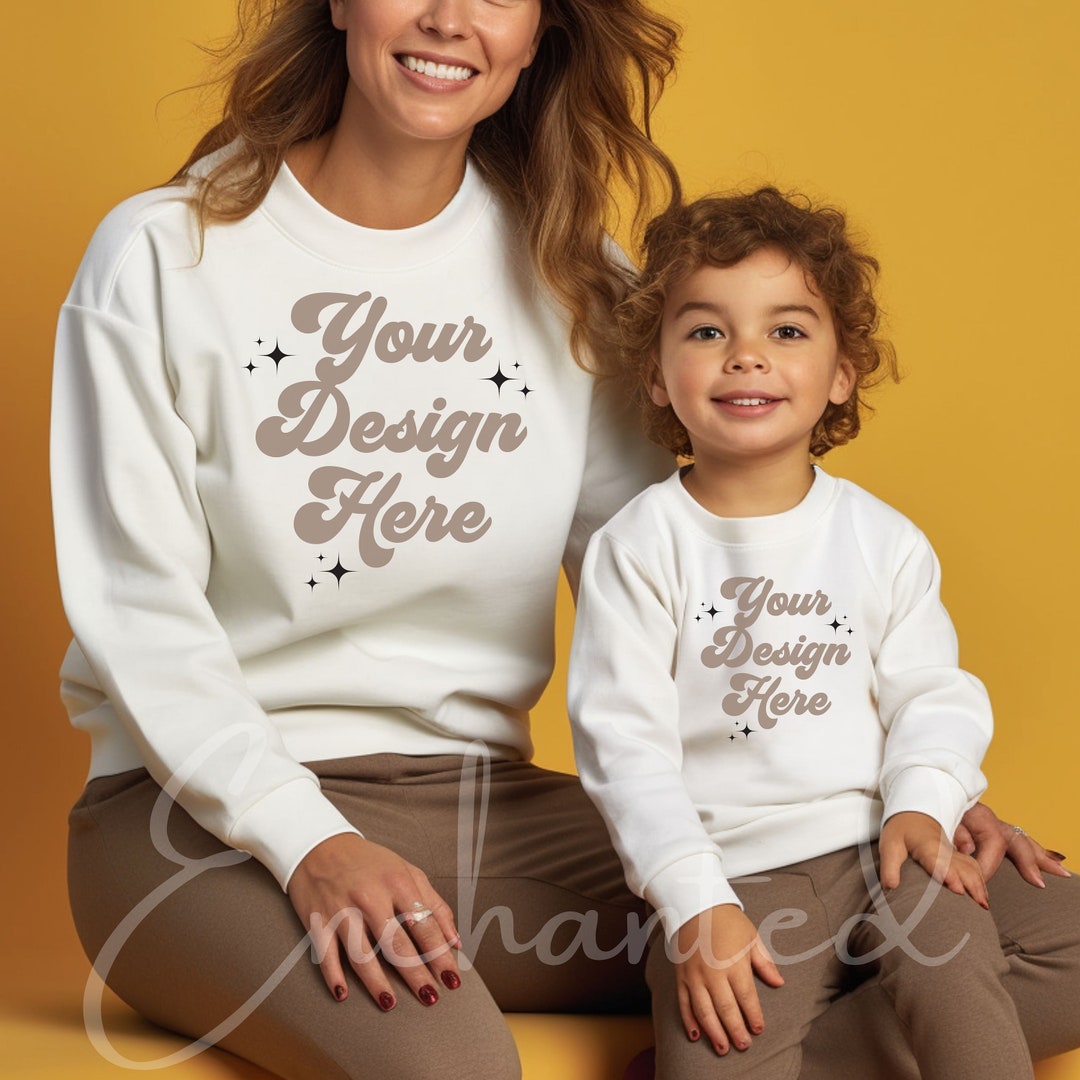 Mommy and Me Mockup Model Mockup White Sweatshirt Toddler Sweatshirt ...