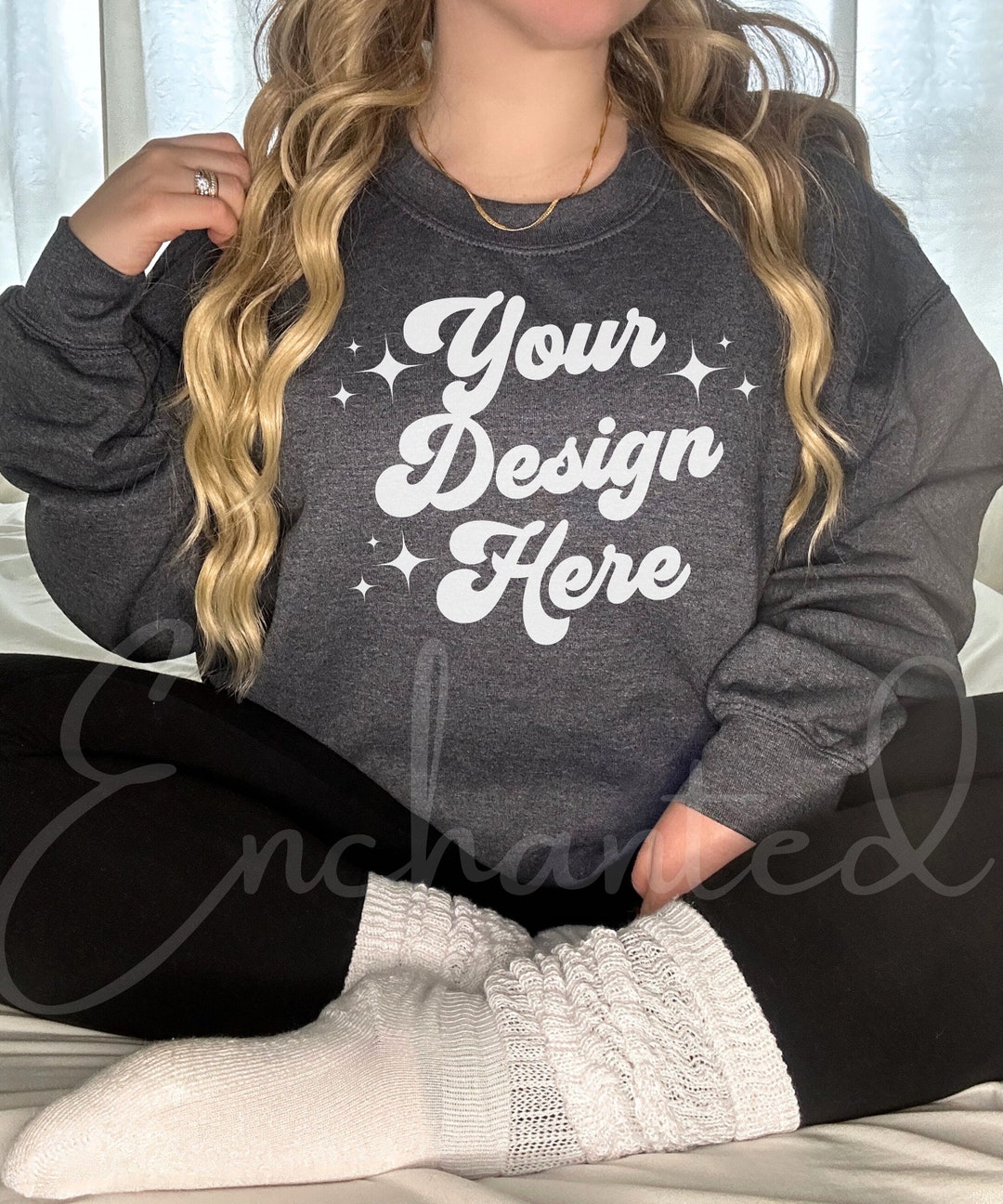 Dark Heather Sweatshirt Mockup Gildan 18000 Mockup Womens Sweatshirts ...