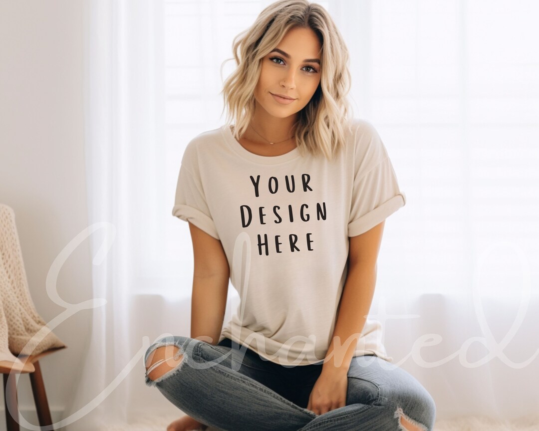 Soft Cream Canvas 3001 Mockup Bella Canvas Soft Cream Shirt Bella ...