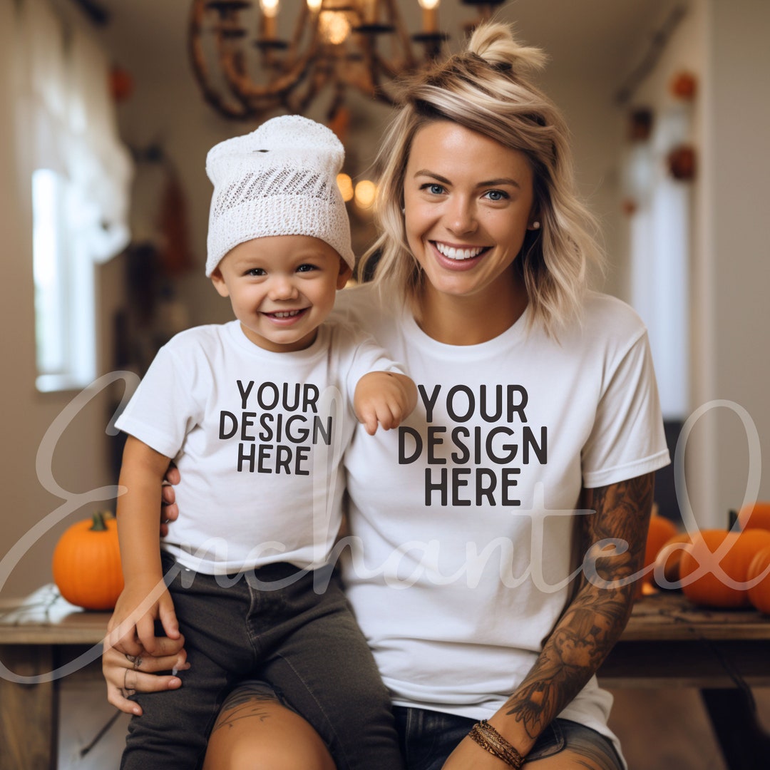 Mommy and Me Mockup Kids Bella Canvas 3001T White T-shirt Mockup Kids T ...