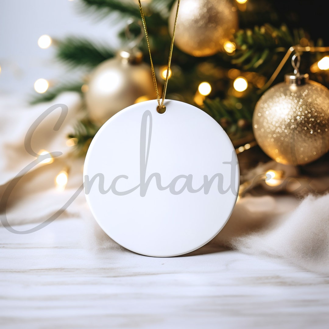 Christmas Ornament Mockup Christmas Mockup Round Ceramic Ornament ...
